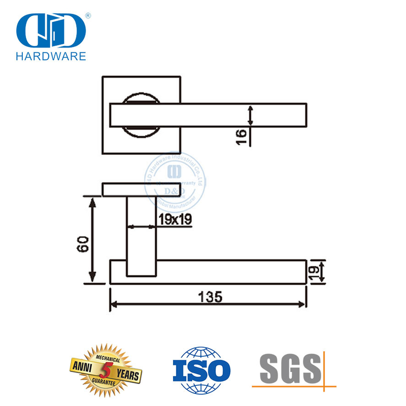 Stainless Steel Right Angle Door Handle Lever for Commercial Building ...